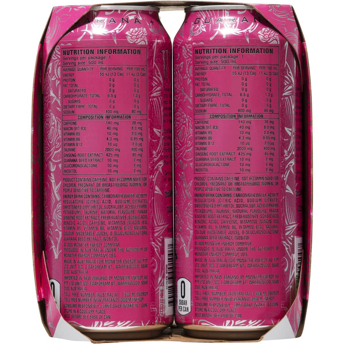 Monster Energy Ultra Rosa Multipack Cans 500ml X4 Pack | Woolworths