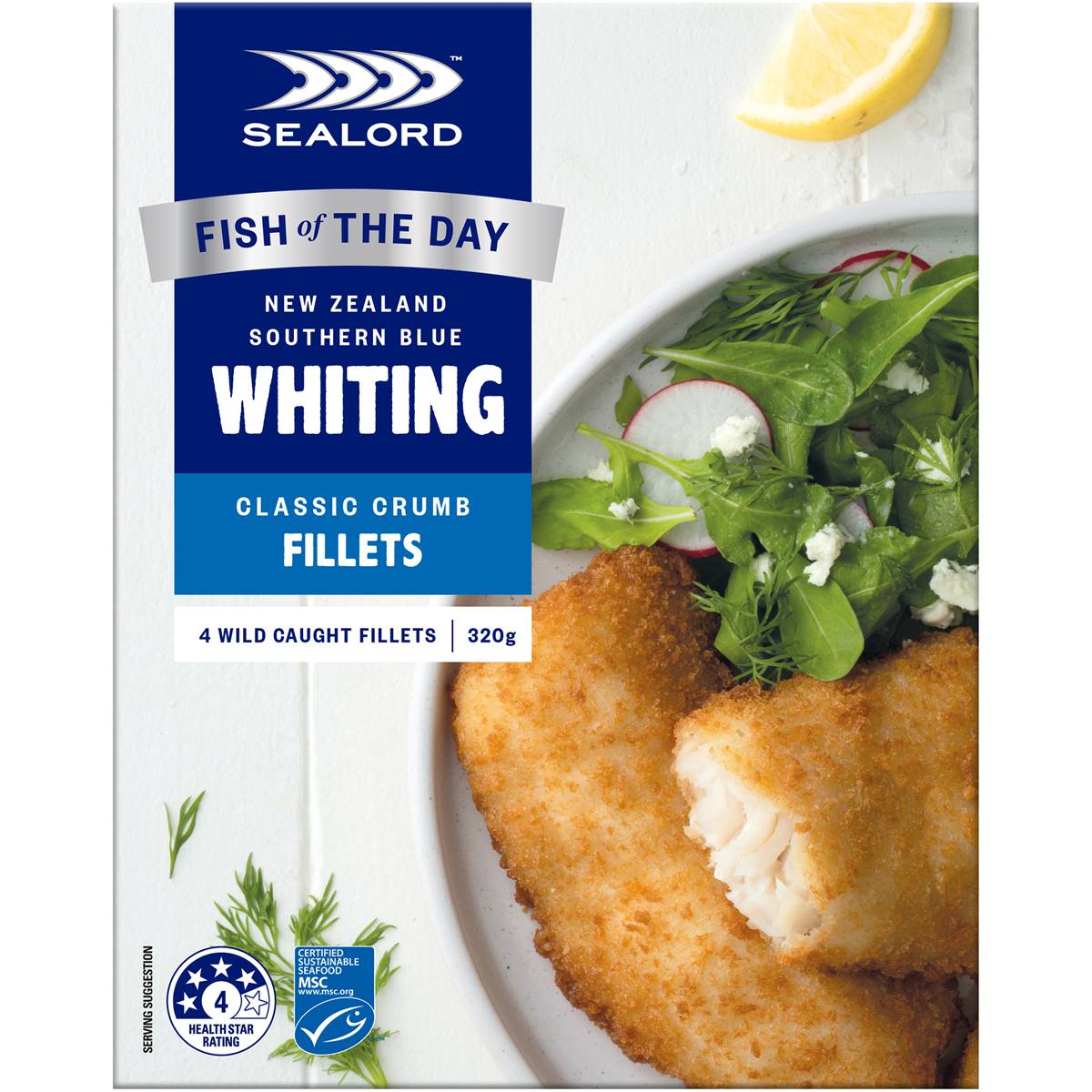 Sealord Fish Of The Day Whiting Classic Crumb Fillets 4 Pack | Woolworths