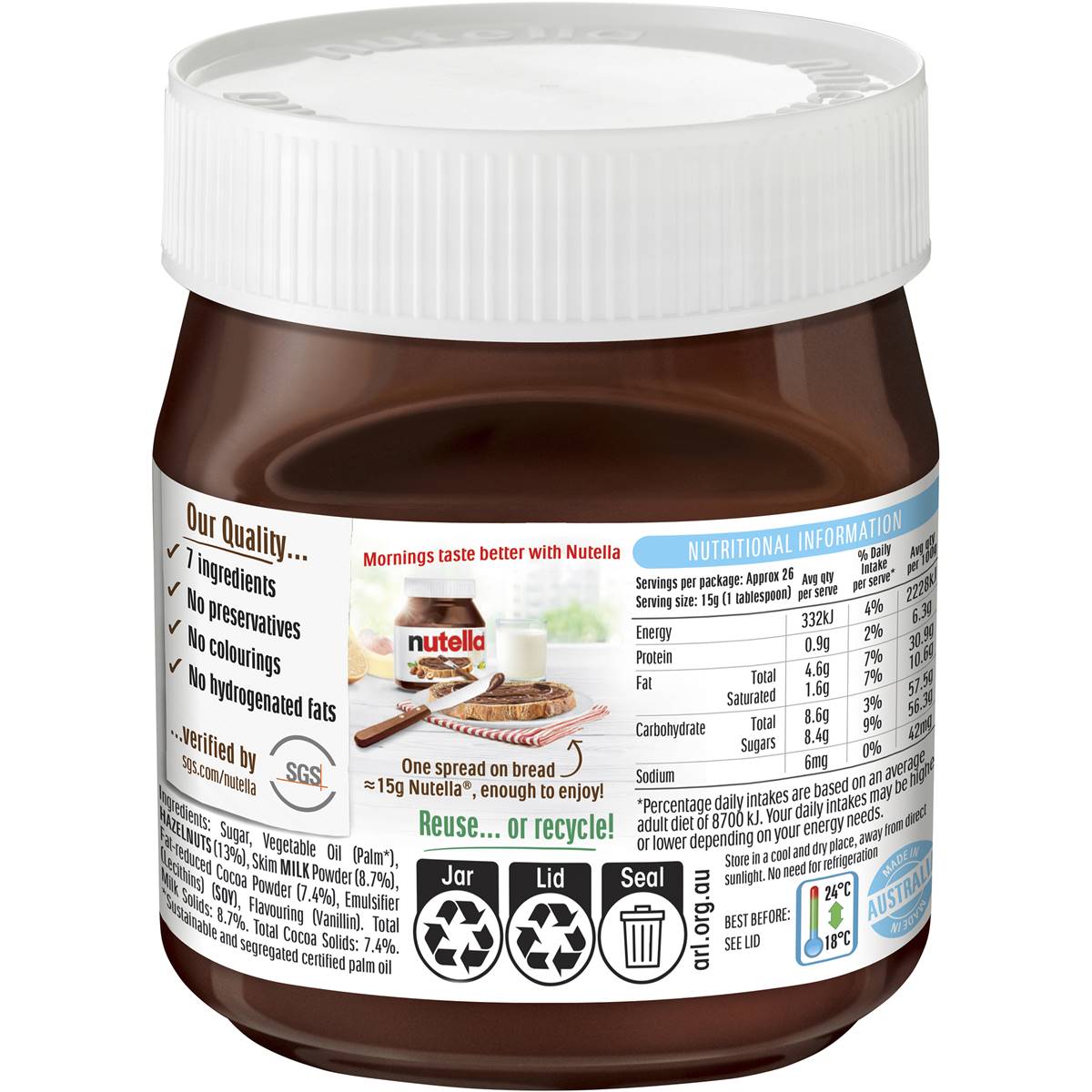 Nutella Hazelnut Chocolate Spread 400g | Woolworths