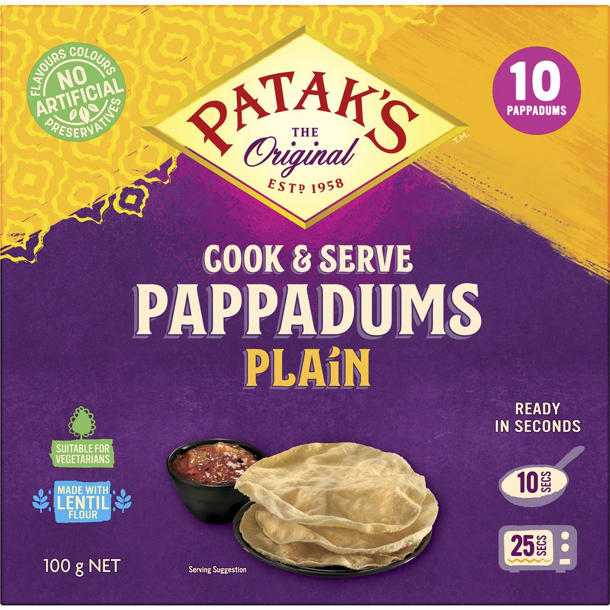 Patak's Cook To Eat Pappadums Plain 100g | Woolworths
