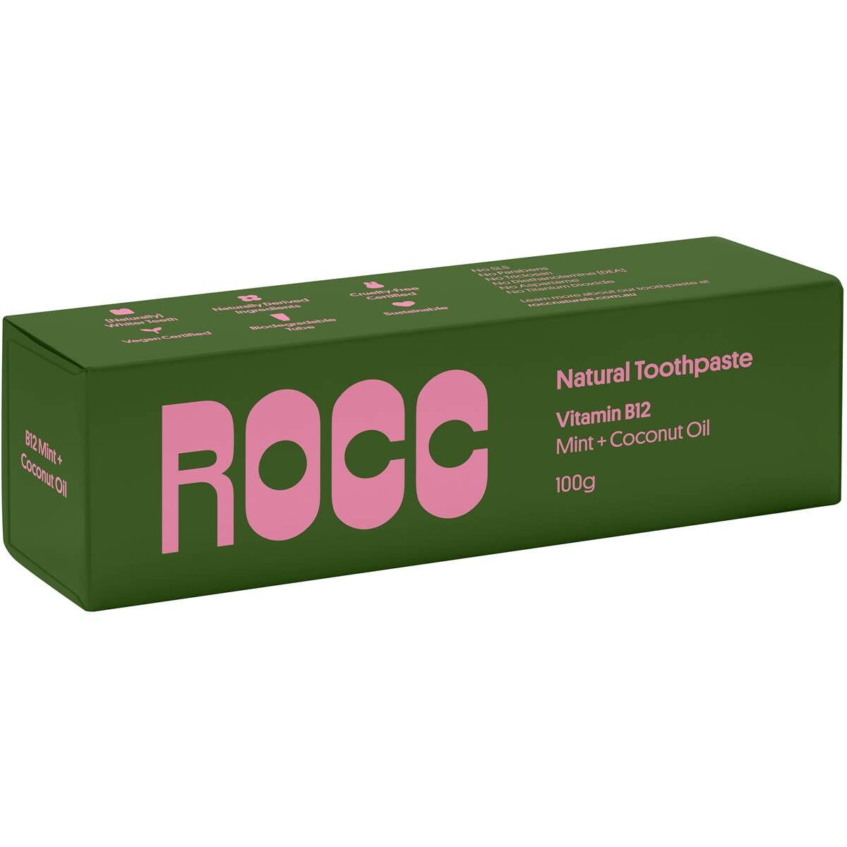 Rocc Naturals Vitamin B12 Mint & Coconut Oil Toothpaste 100g | Woolworths