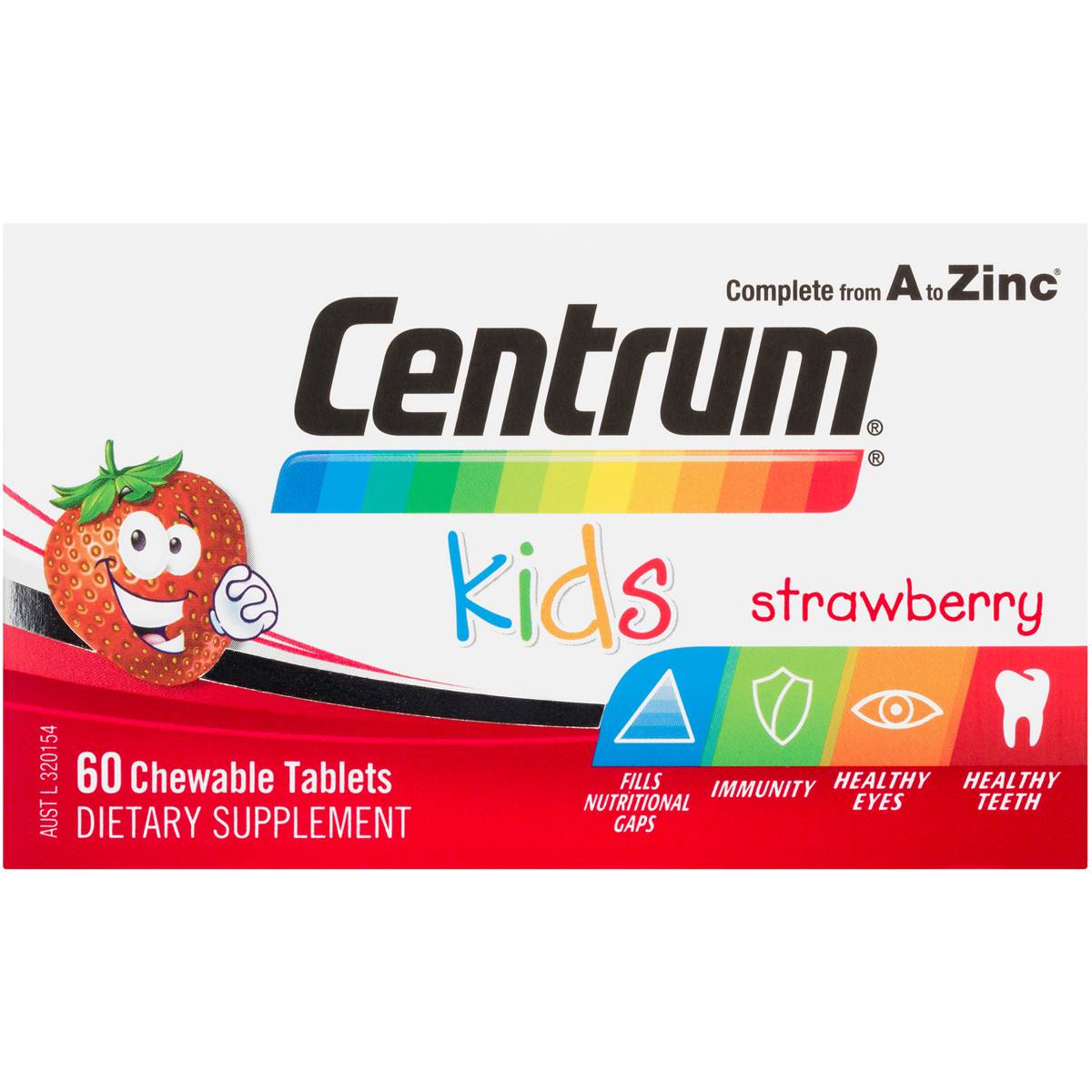 Centrum Kids Chewable Strawberry 60pk | Woolworths