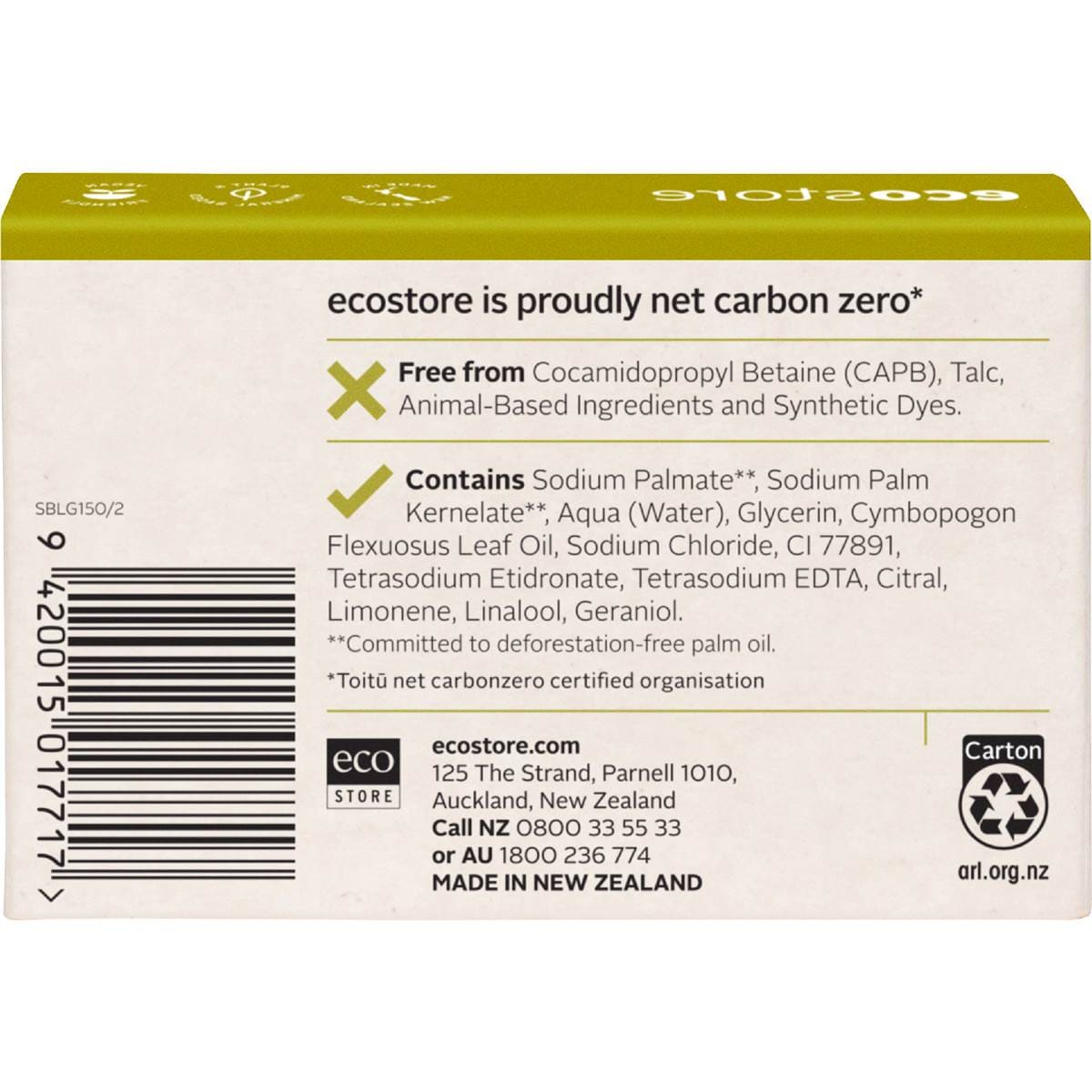 Ecostore Lemongrass Soap Bar 150g | Woolworths