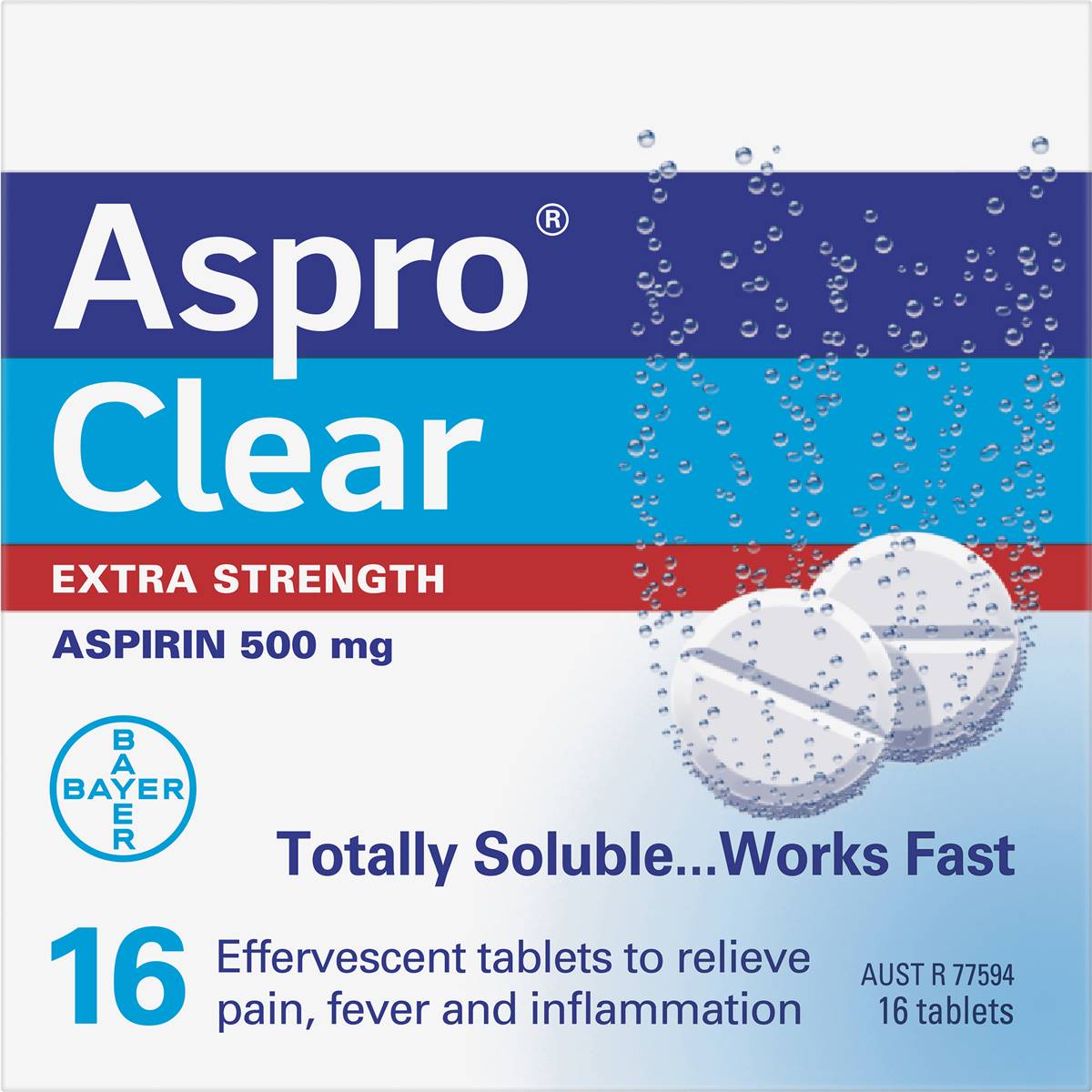 Aspro Clear Extra Strength Pain Relief Soluble Tablets 16 Pack | Woolworths