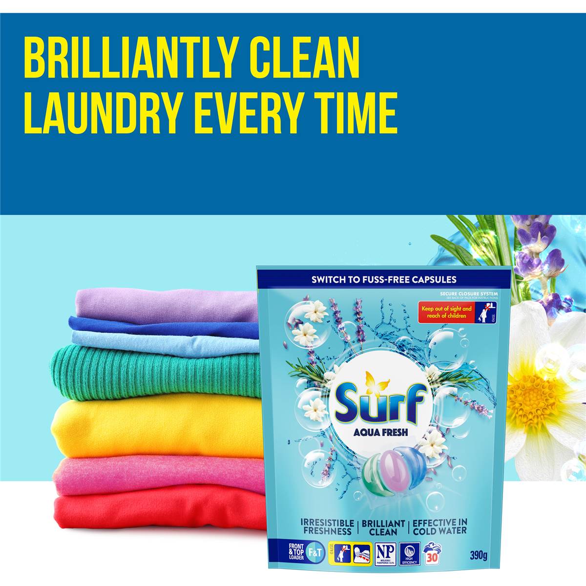 Surf Aqua Fresh Laundry Capsules 30 Pack | Woolworths