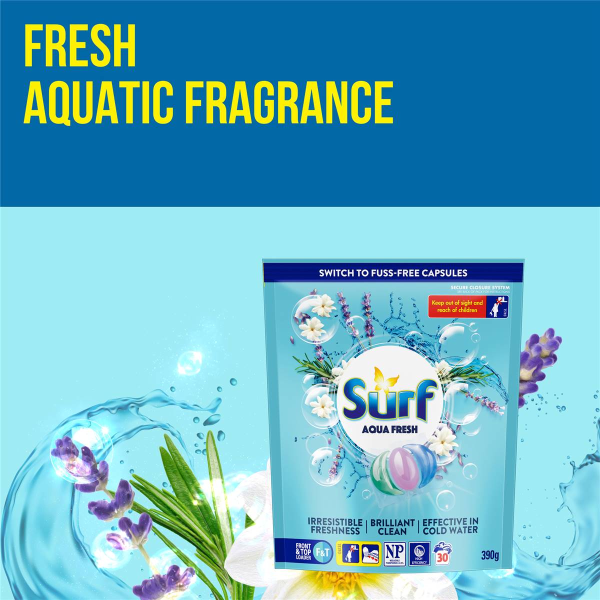 Surf Aqua Fresh Laundry Capsules 30 Pack | Woolworths