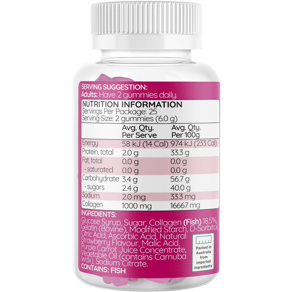 Haircarebear Collagen Gummies Strawberry 50 Pack | Woolworths