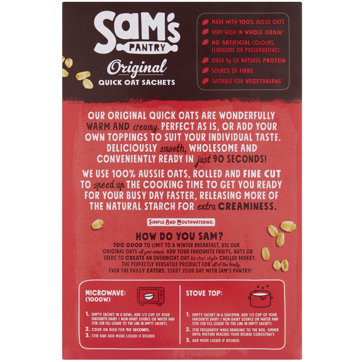 Sam's Pantry Quick Oat Sachets Original 10 Pack | Woolworths
