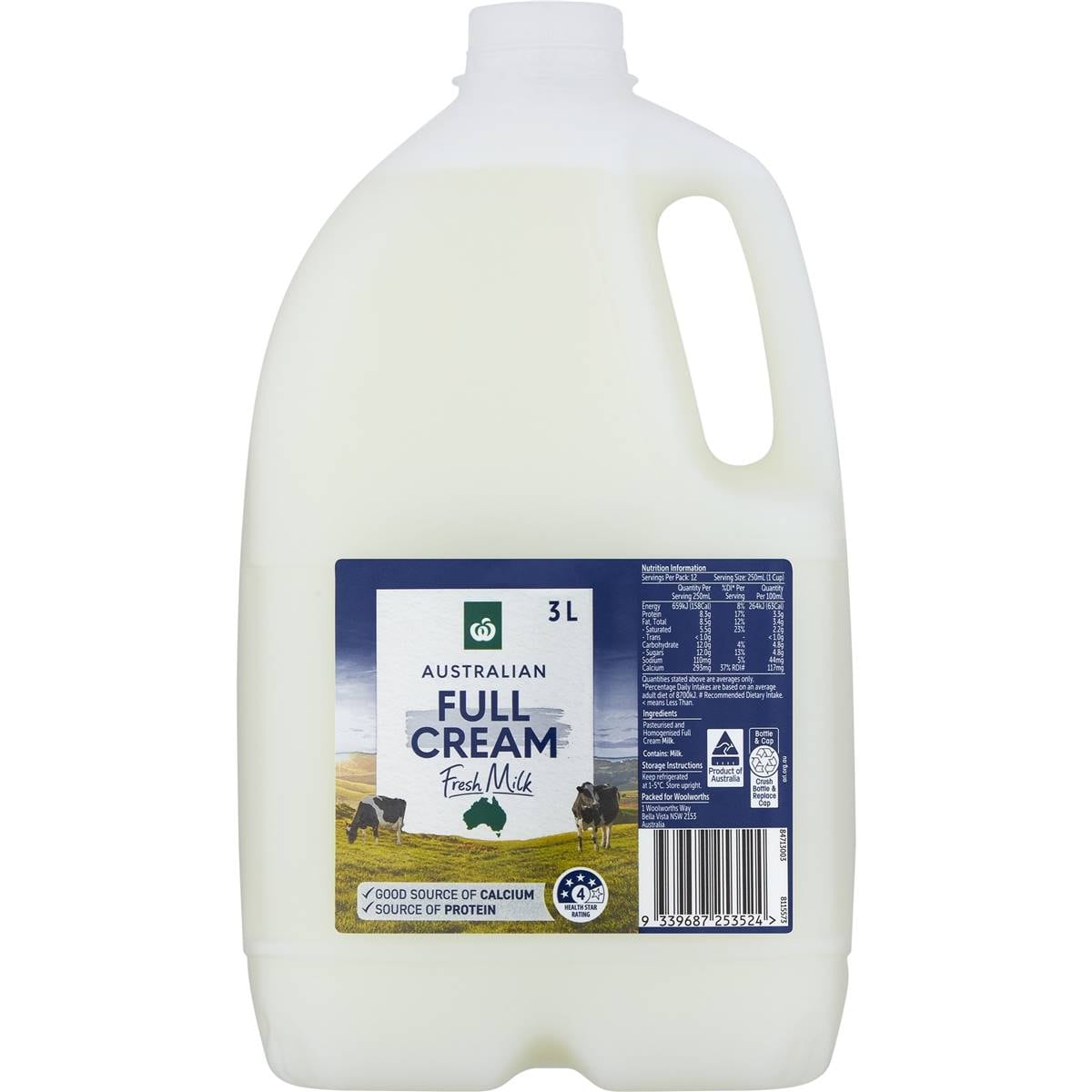 Woolworths Full Cream Milk 3l | Woolworths