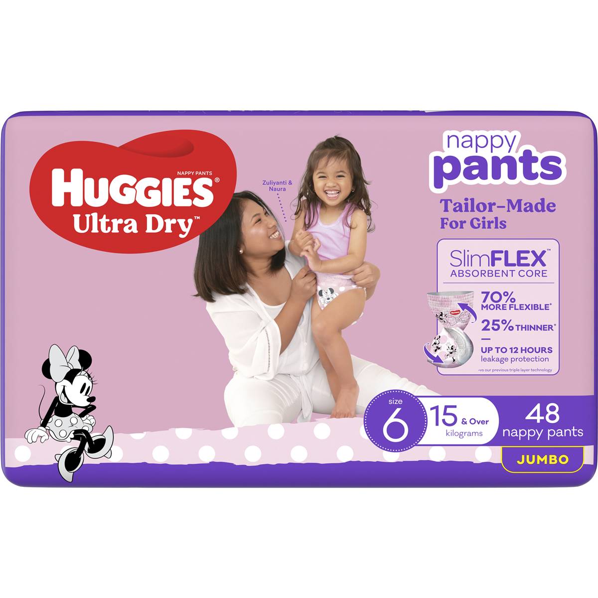 Huggies Ultra Dry Nappy Pants Girls Size 6 (15kg+) 48 Pack | Woolworths