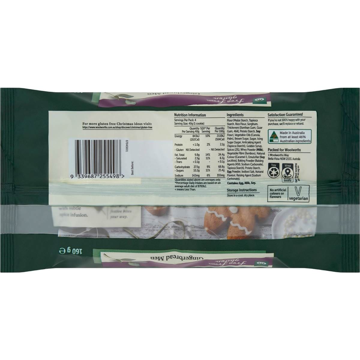 Woolworths Free From Gluten Gingerbread Cookies 4 Pack | Woolworths