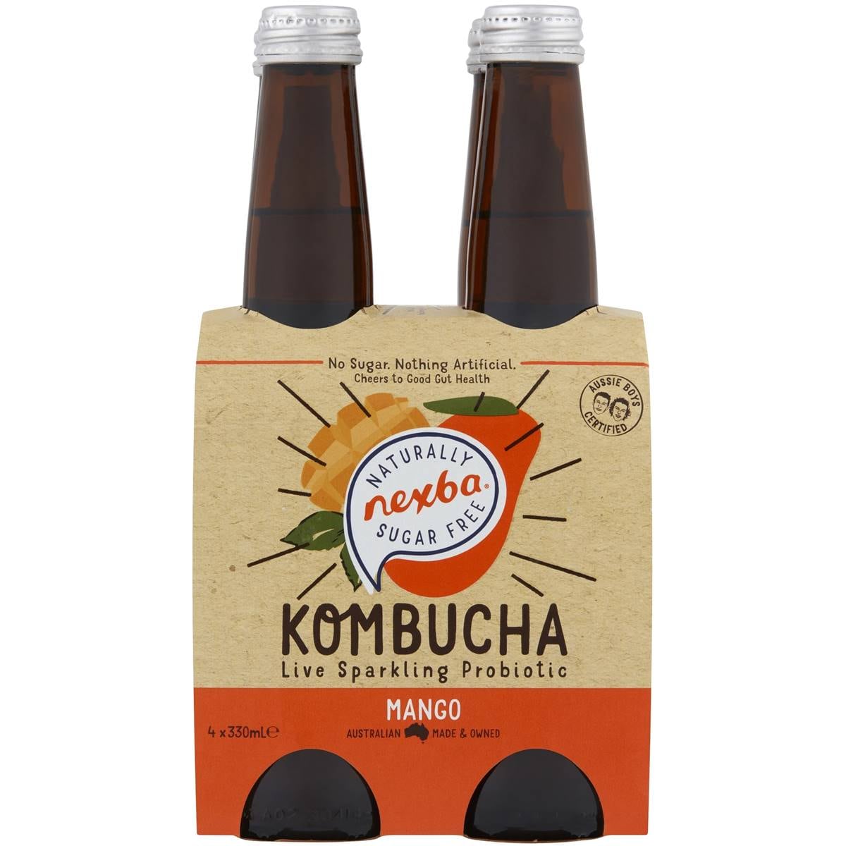 Nexba Mango Sugar-free Kombucha 330ml X 4 Pack | Woolworths