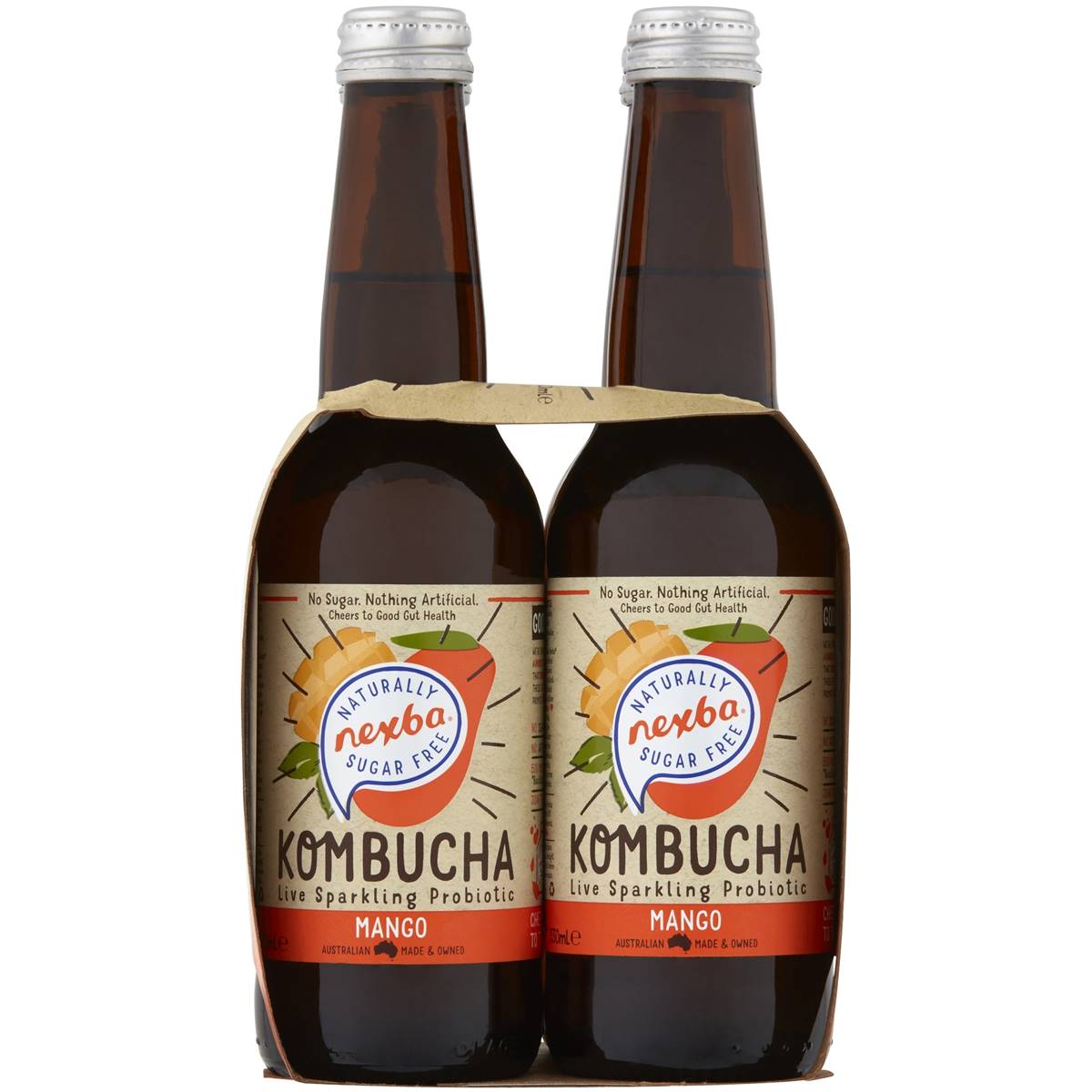 Nexba Mango Sugar-free Kombucha 330ml X 4 Pack | Woolworths