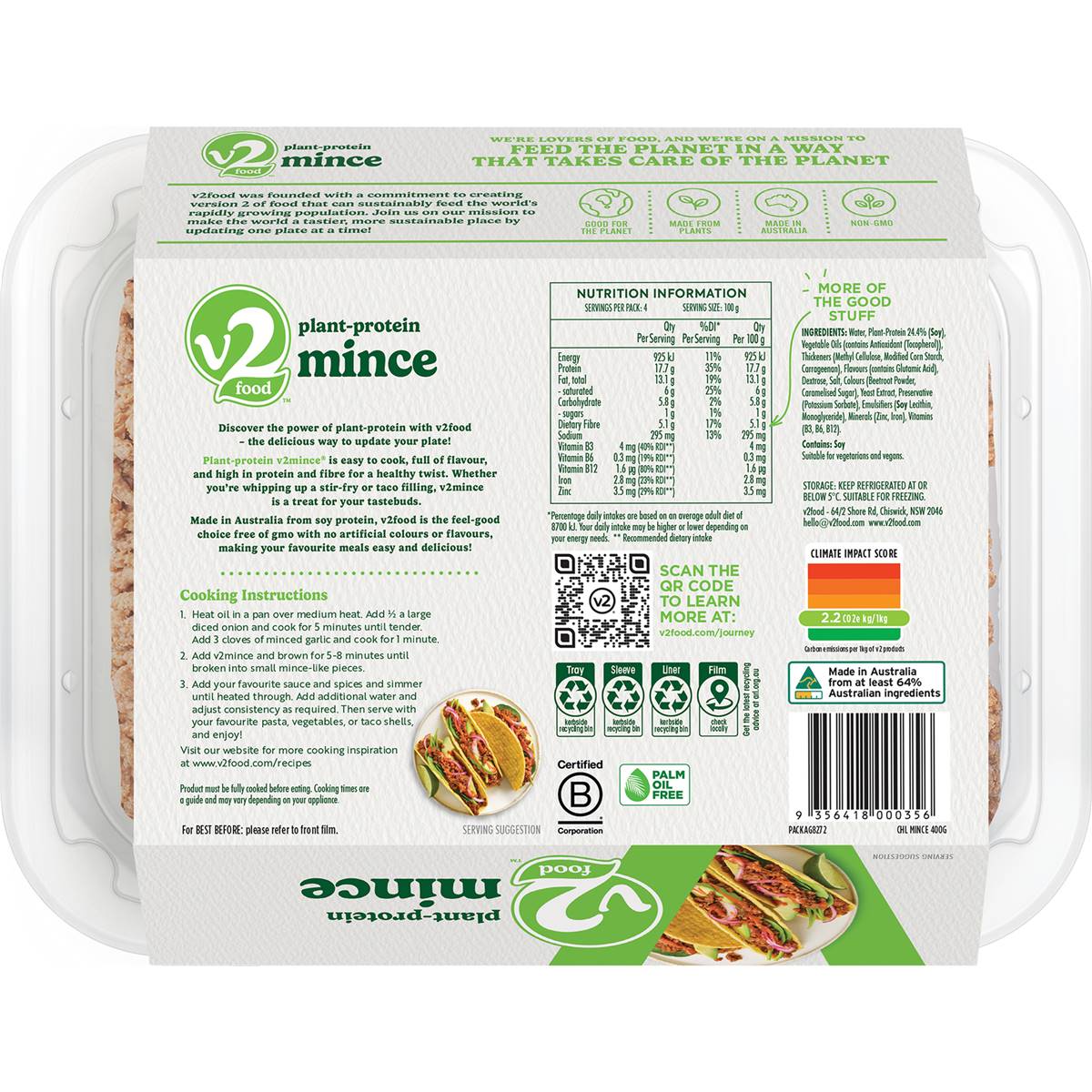 V2 Plant Based Mince 400g | Woolworths