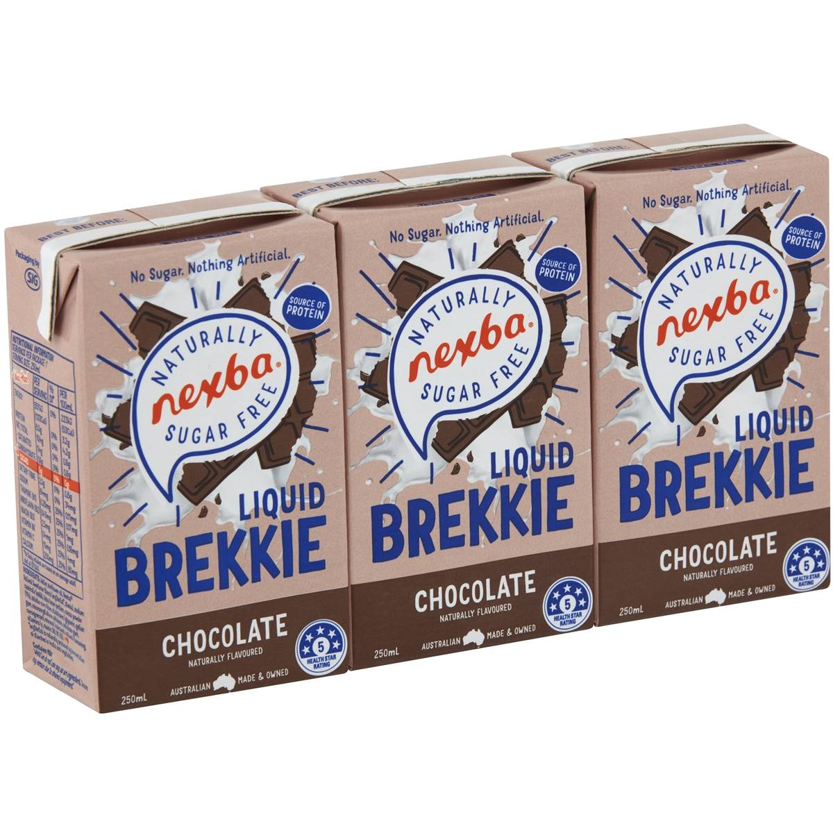Nexba Chocolate Sugar-free Liquid Brekkie 250ml X3 Pack | Woolworths