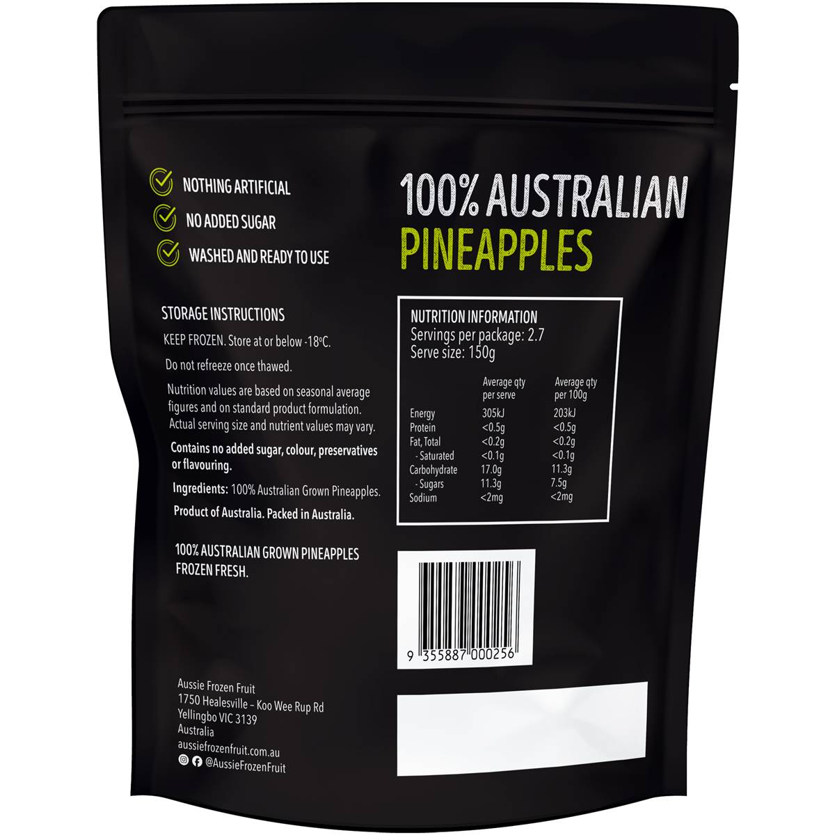 Aussie Frozen Fruit 100% Australian Pineapples 400g | Woolworths