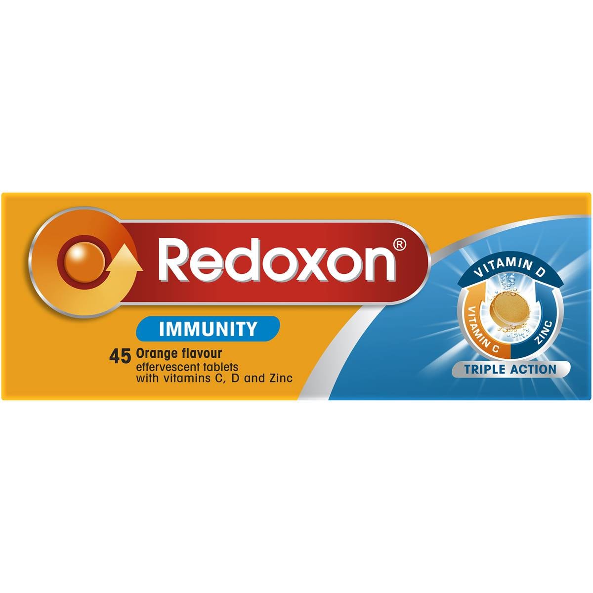 Redoxon Immunity Vitamin Orange Flavoured Effervescent Tablets 45 Pack ...