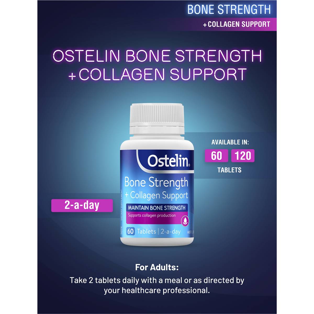 Ostelin Bone Strength + Collagen Tablets With Vitamin D Calcium 60 Pack ...