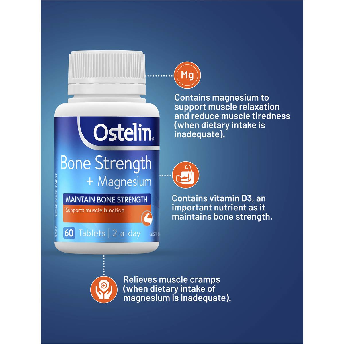 Ostelin Bone Strength + Magnesium Tablets With Vitamin D Calcium 60 ...