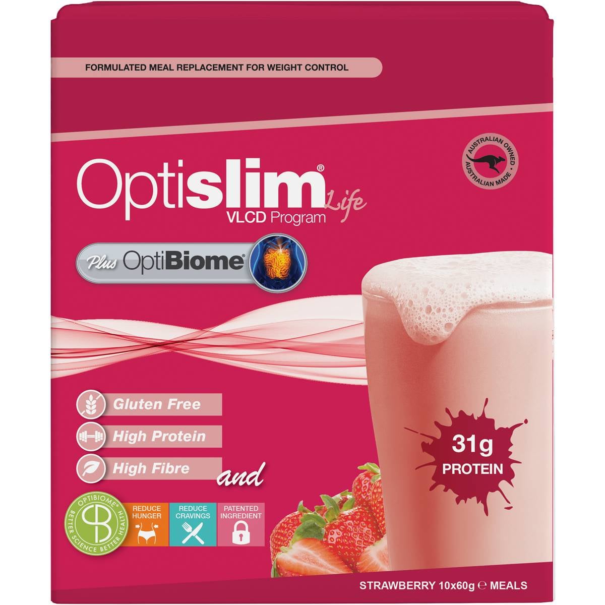 Optislim Optibiome Strawberry Shake 60g X 10 Pack | Woolworths