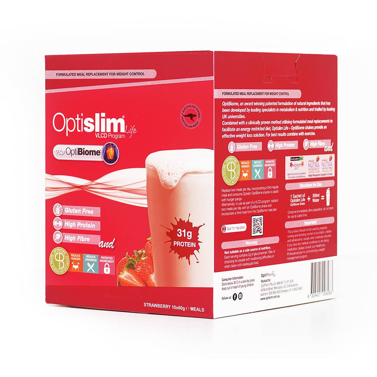 Optislim Optibiome Strawberry Shake 60g X 10 Pack | Woolworths