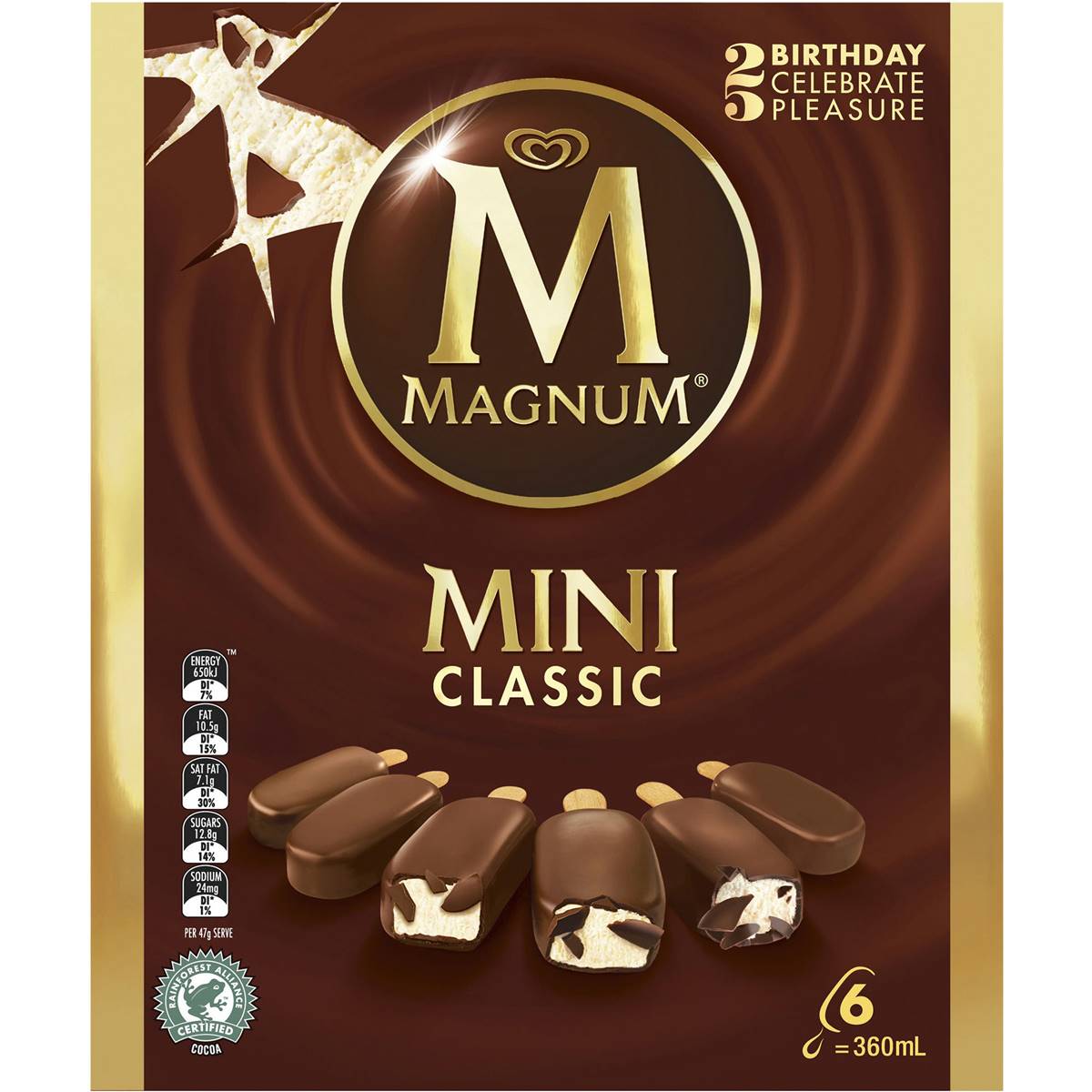 Magnum Mini Ice Cream Classic 6pk 360ml | Woolworths