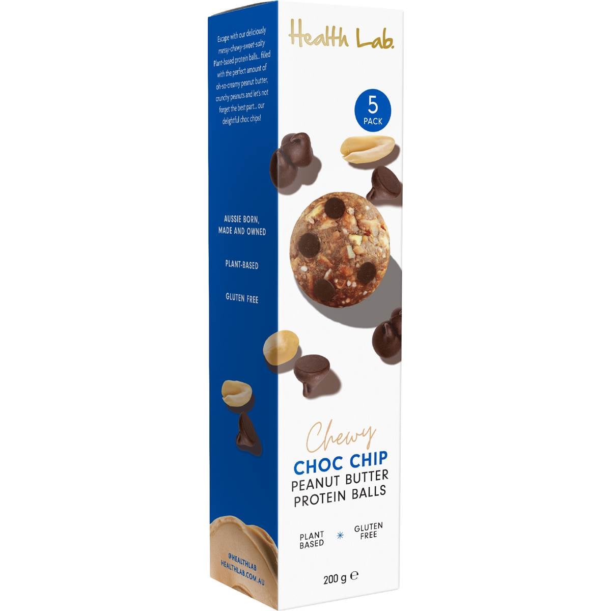 Health Lab Chewy Choc Chip Peanut Butter Protein Balls 5 Pack | Woolworths