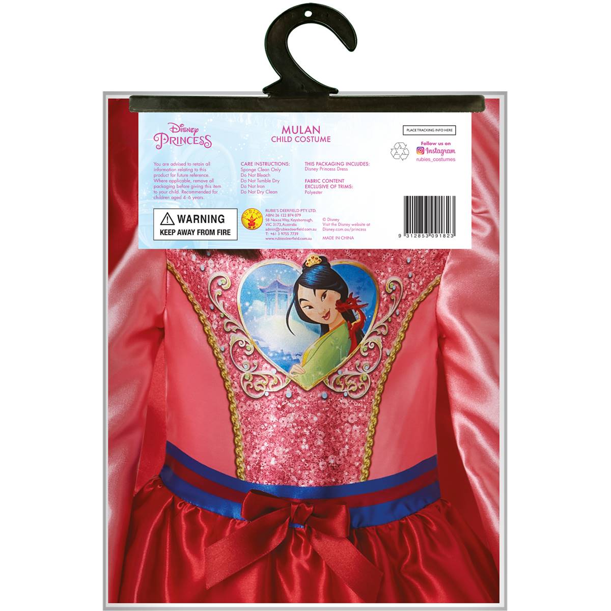 Disney Princess Mulan Child Costume Size 4-6 Years Each | Woolworths