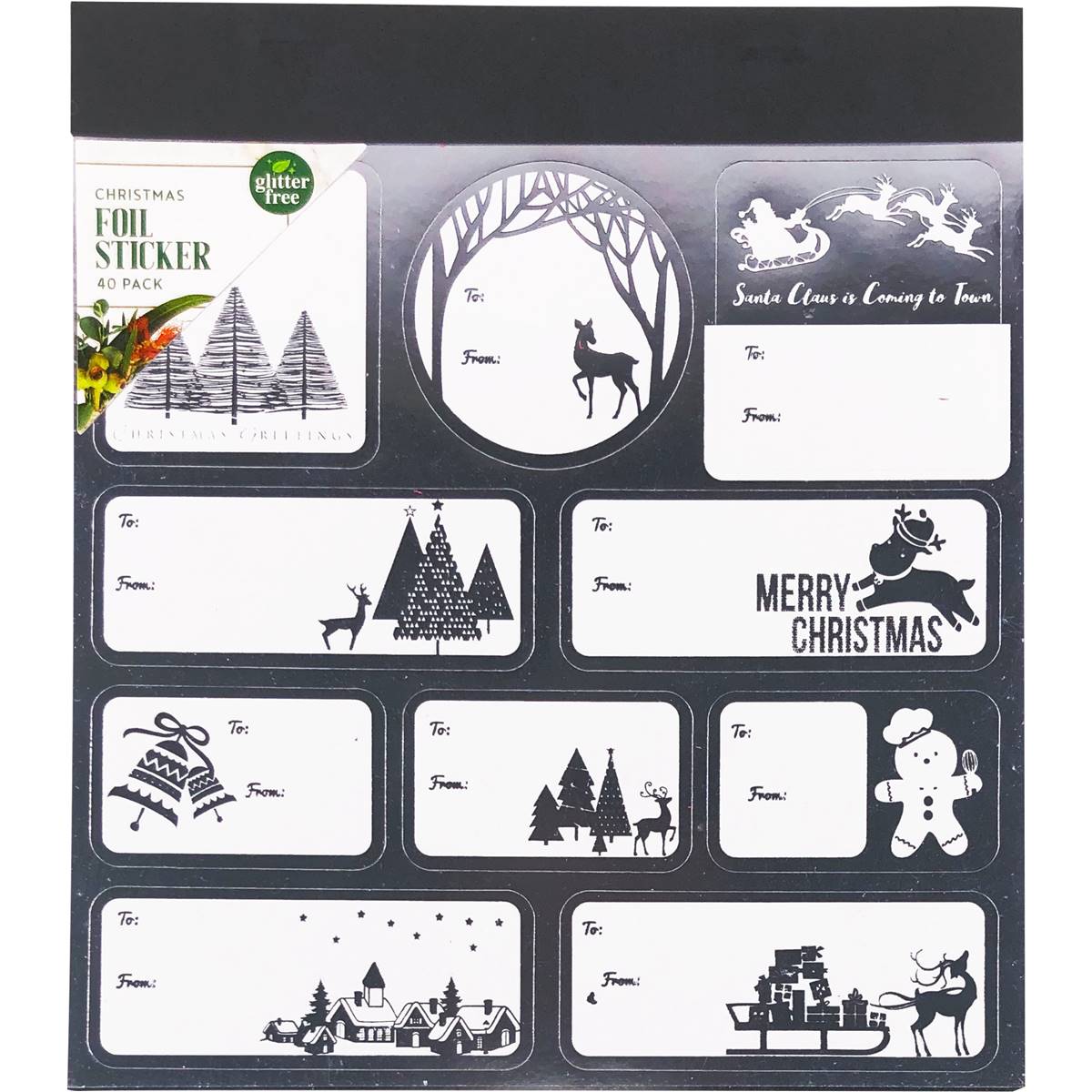 Christmas Foil Present Silver Stickers 40 Pack | Woolworths