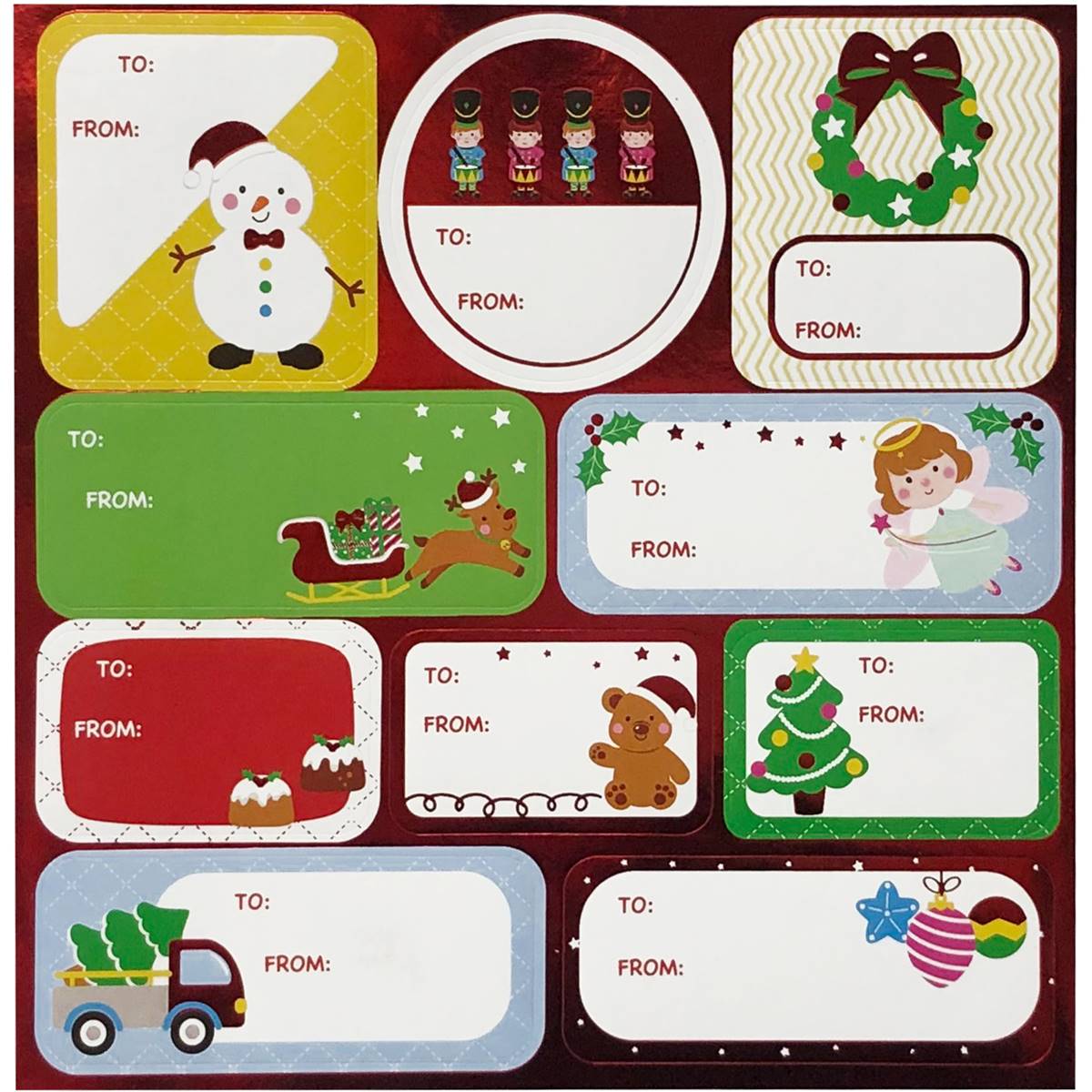 Christmas Foil Present Red Stickers 40 Pack | Woolworths
