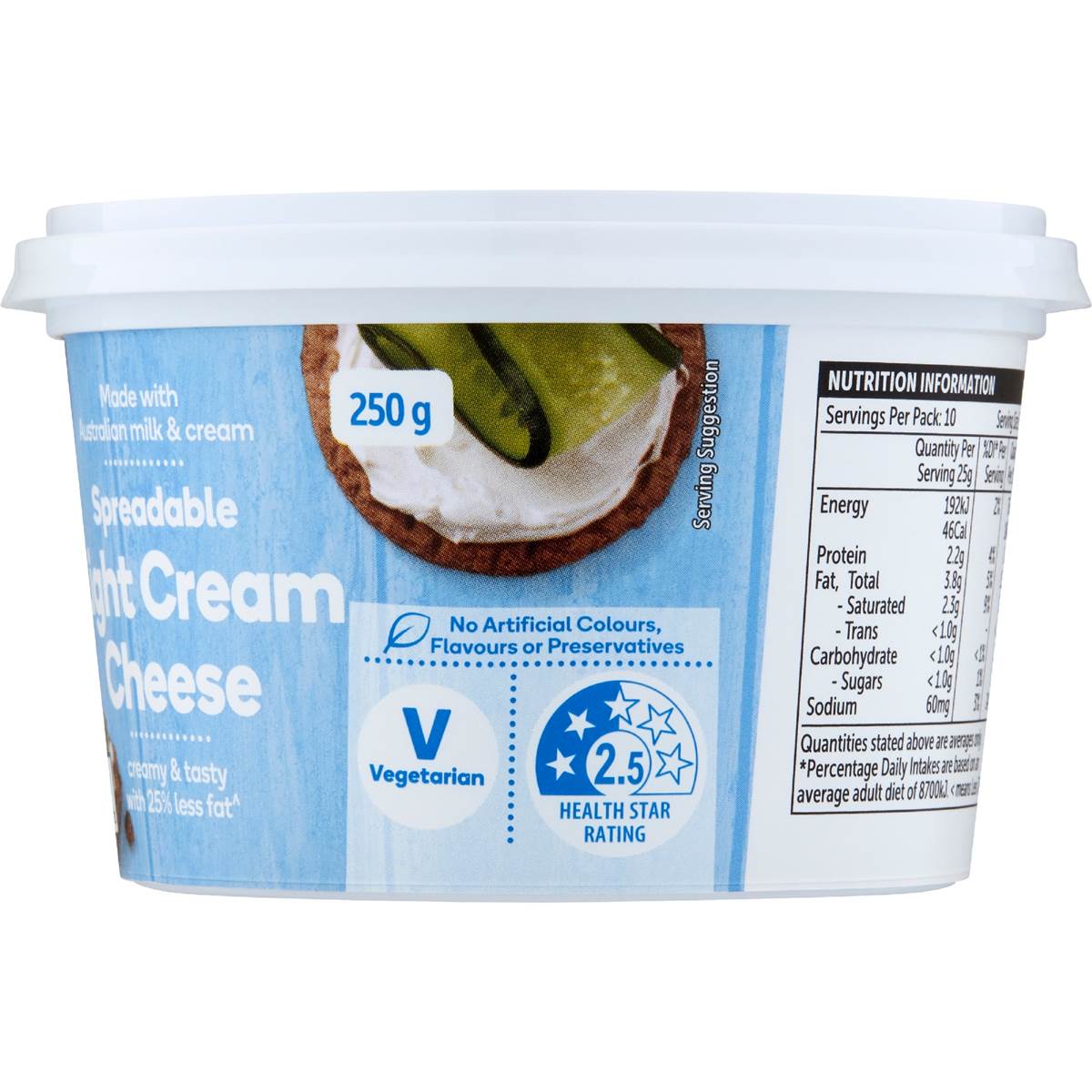 Woolworths Spreadable Light Cream Cheese 250g | Woolworths