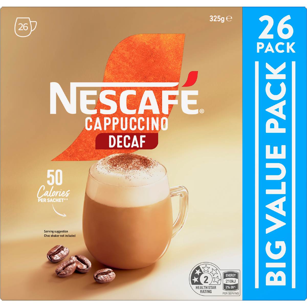 Nescafe Decaf Capuccino Sachets Big Value 26 Pack | Woolworths