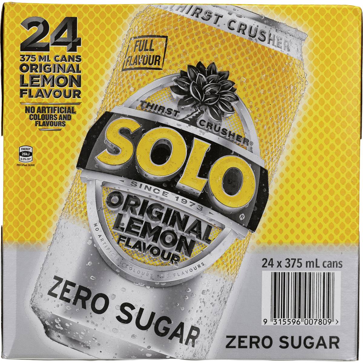 Solo Zero Sugar Original Lemon Soft Drink Cans Multipack 375ml X 24 ...