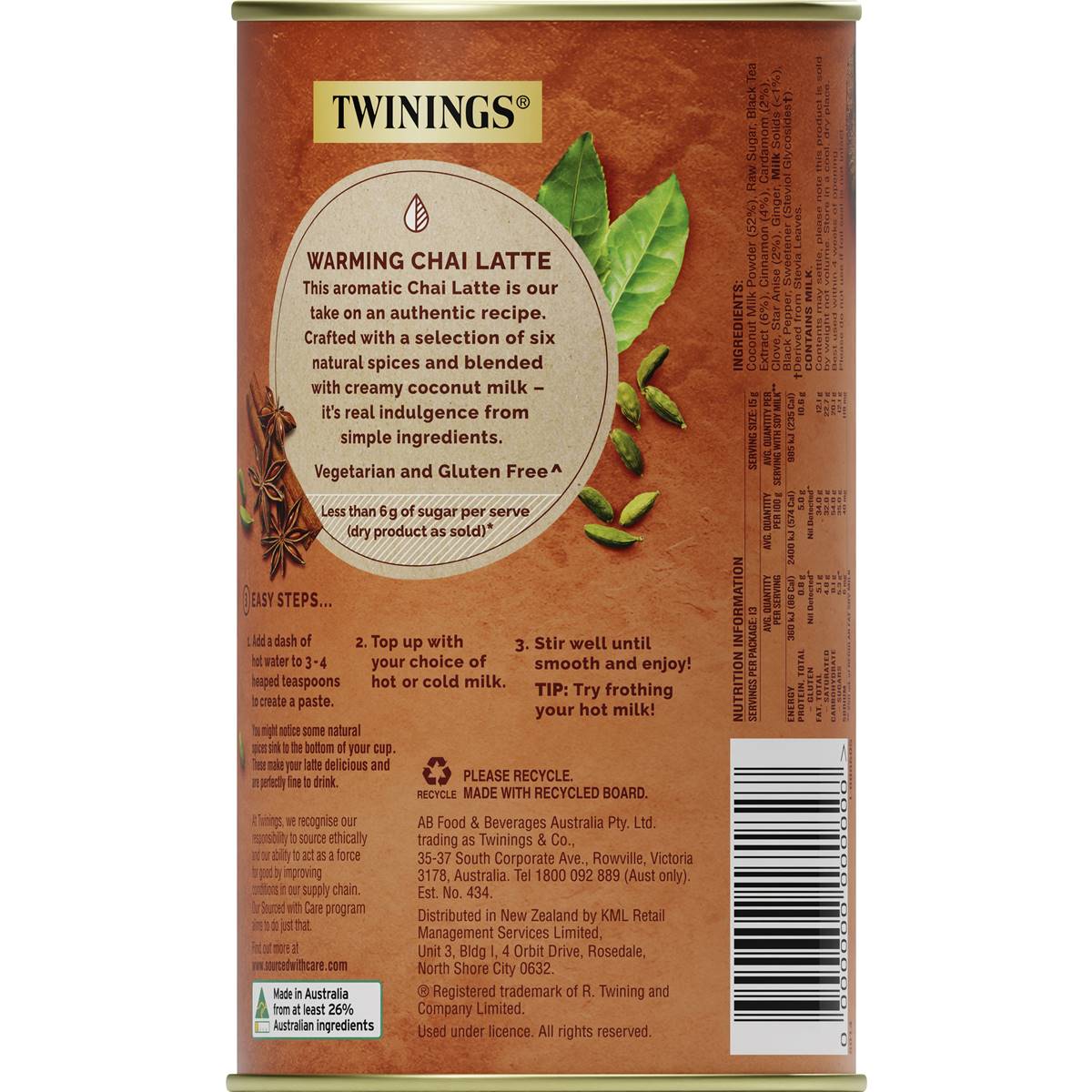 Twinings Warming Chai Tea Latte 200g | Woolworths