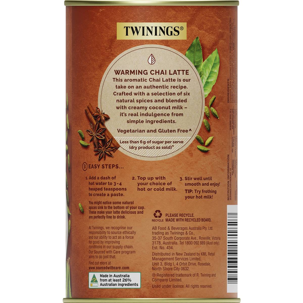 Twinings Warming Chai Tea Latte 200g | Woolworths