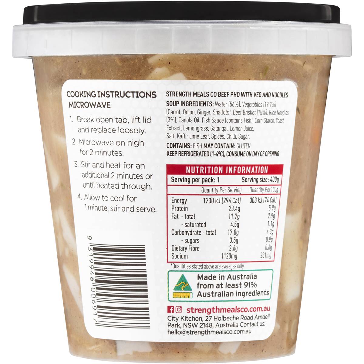 Strength Meals Co High Protein Beef Pho With Veg & Noodles Soup 400g ...