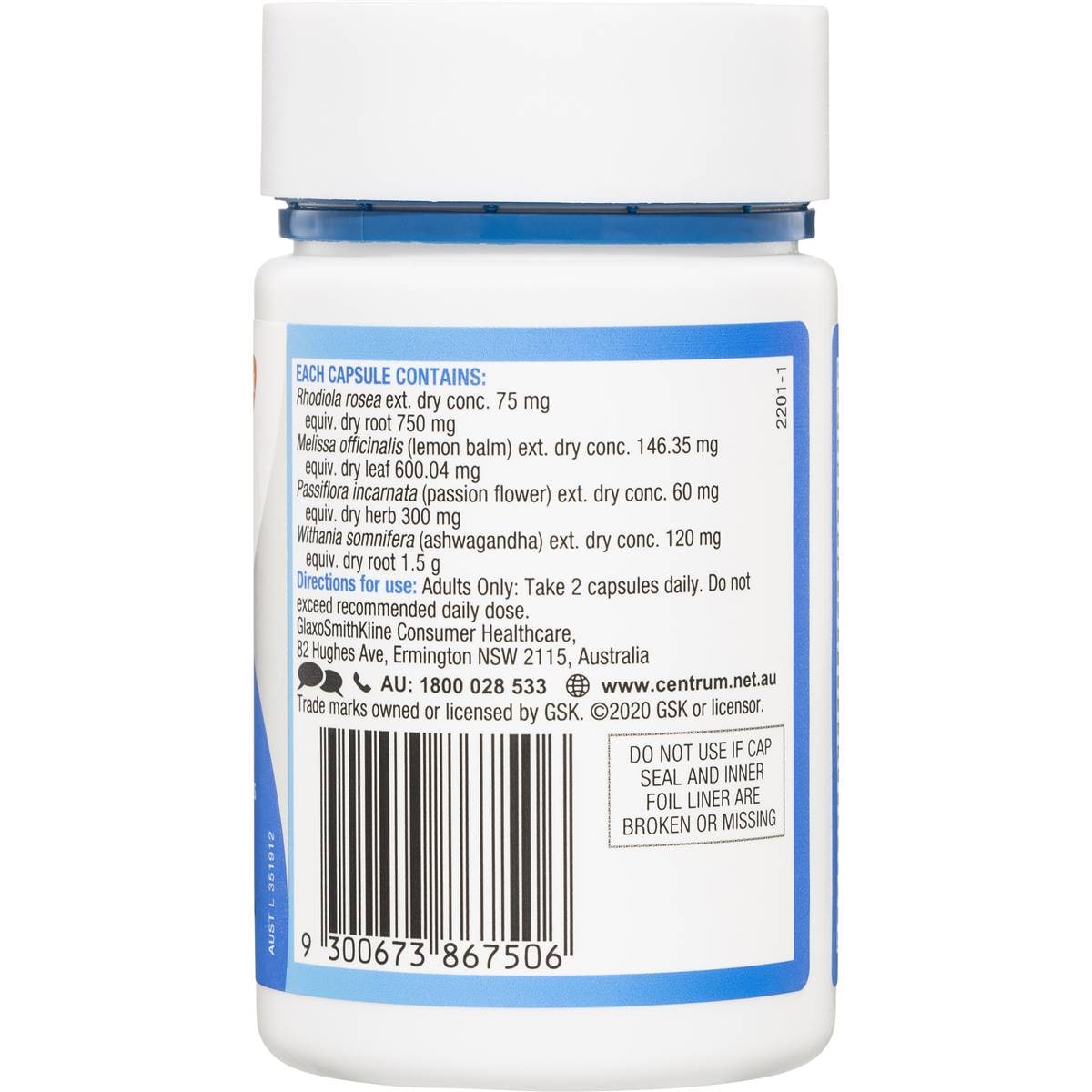 Centrum Benefit Blend Calm & Collected With Ashwagandha & Rhodiola 50 ...