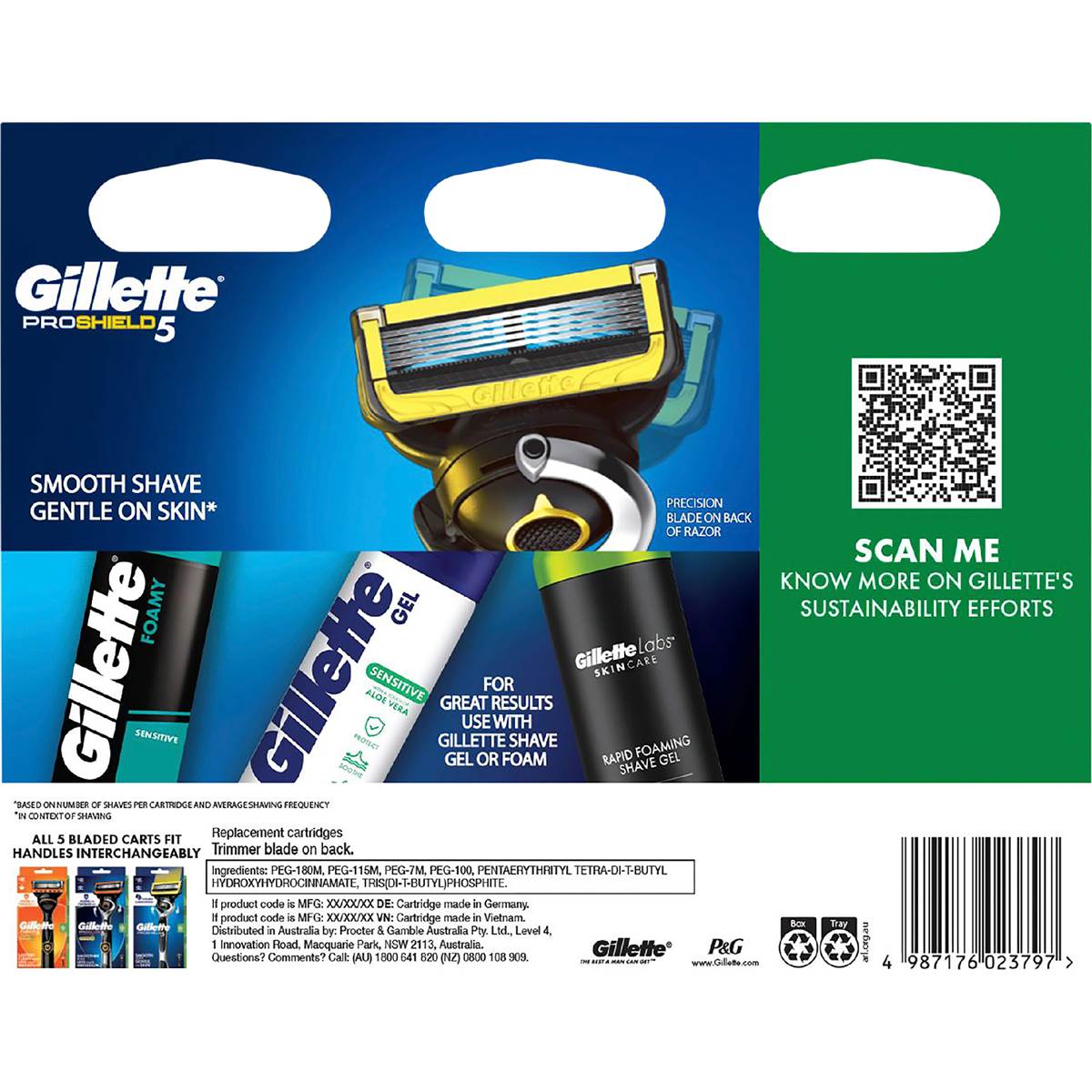 Gillette Fusion Pro Shield 5 Shaving Razor Blades 8 Pack | Woolworths