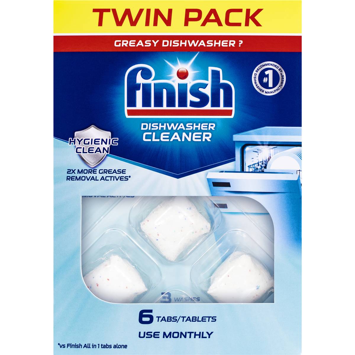 Finish Dishwasher Cleaner Tablets Twin 6 Pack | Woolworths