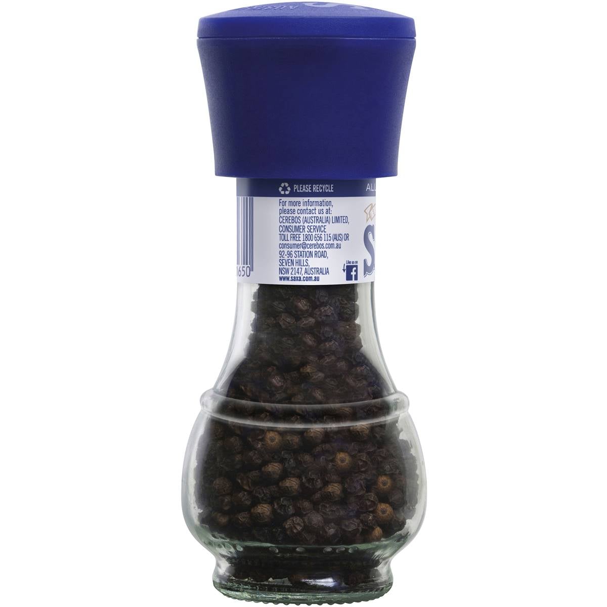 Saxa Black Peppercorn Pepper Grinder 45g | Woolworths