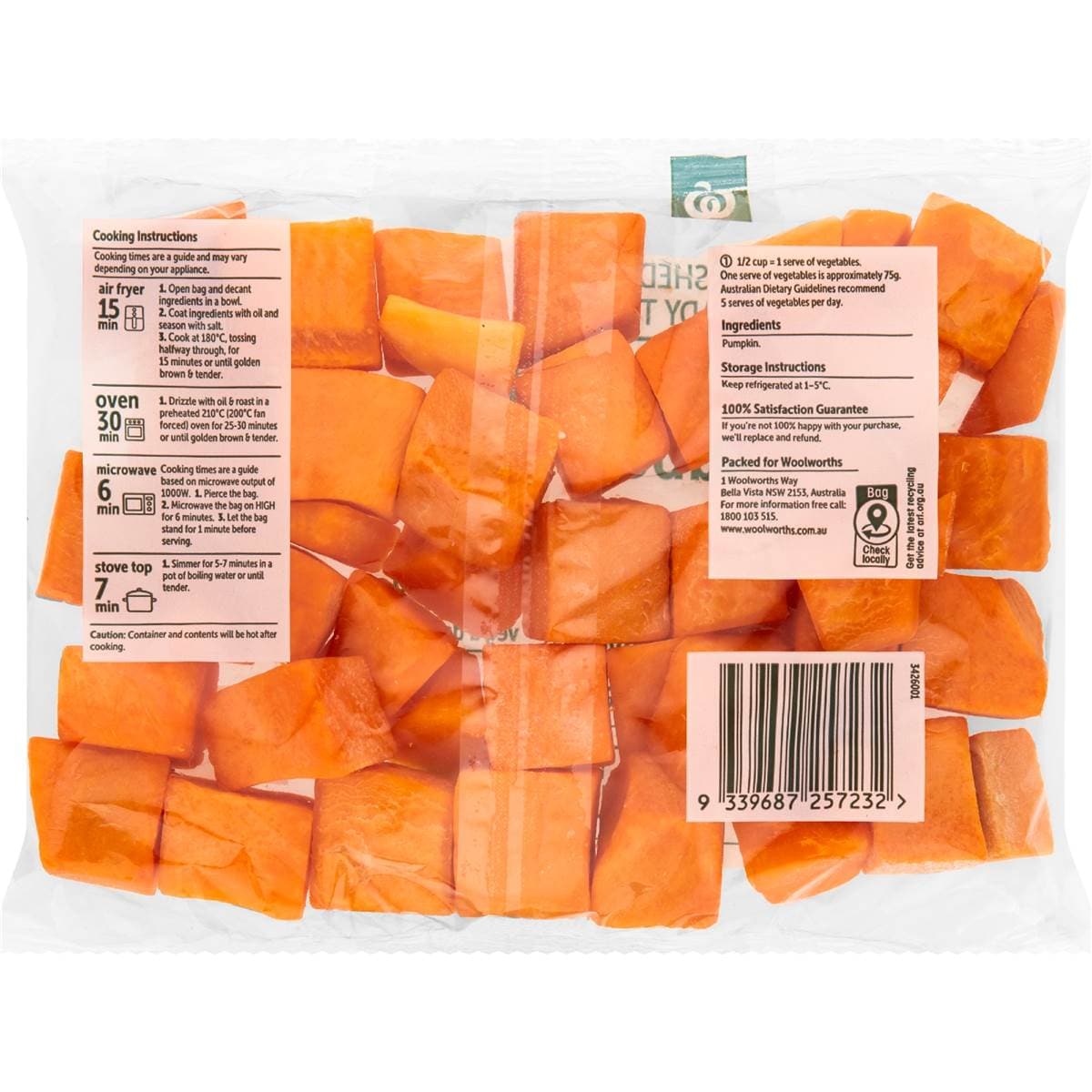 Woolworths Washed & Ready To Cook Pumpkin Cubes 500g | Woolworths