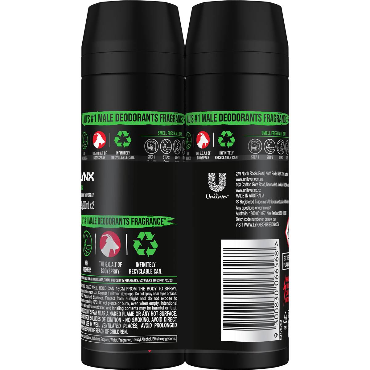 Lynx Deodorant Body Spray Africa The G.o.a.t. Of Fragrance 200ml X 2 ...