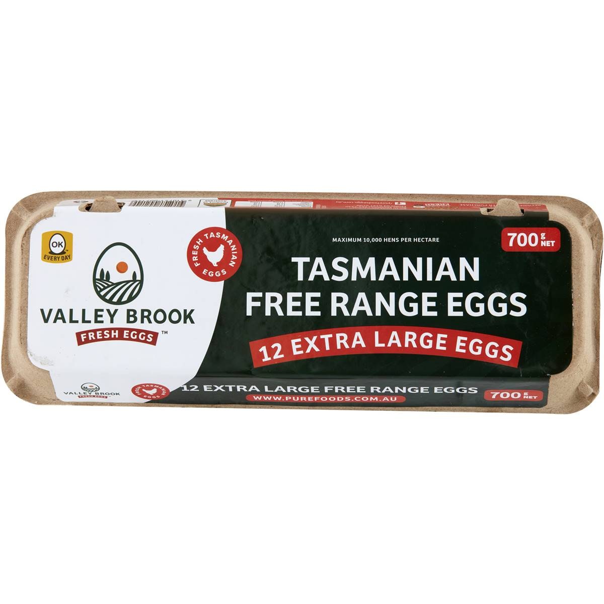 Valley Brook 12 Extra Large Free Range Eggs 700g | Woolworths
