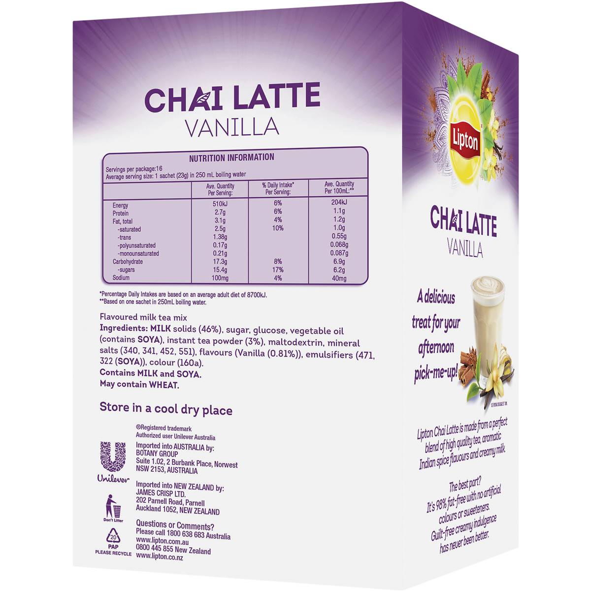 Lipton Chai Latte Vanilla 16 Pack | Woolworths