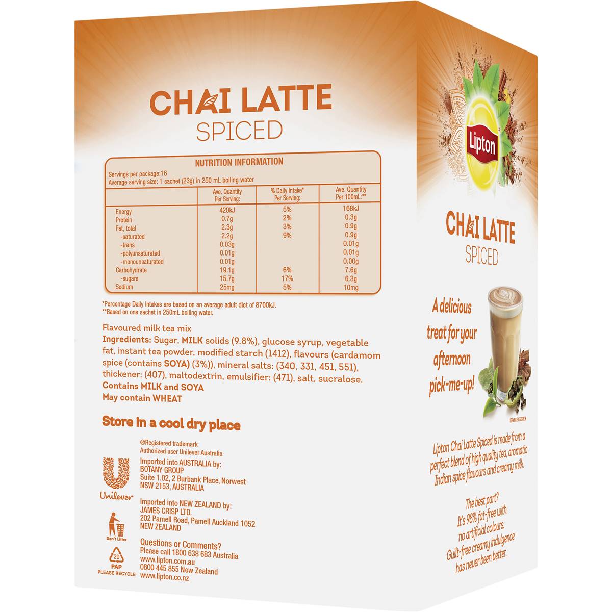 Lipton Chai Latte Spiced 16 Pack | Woolworths