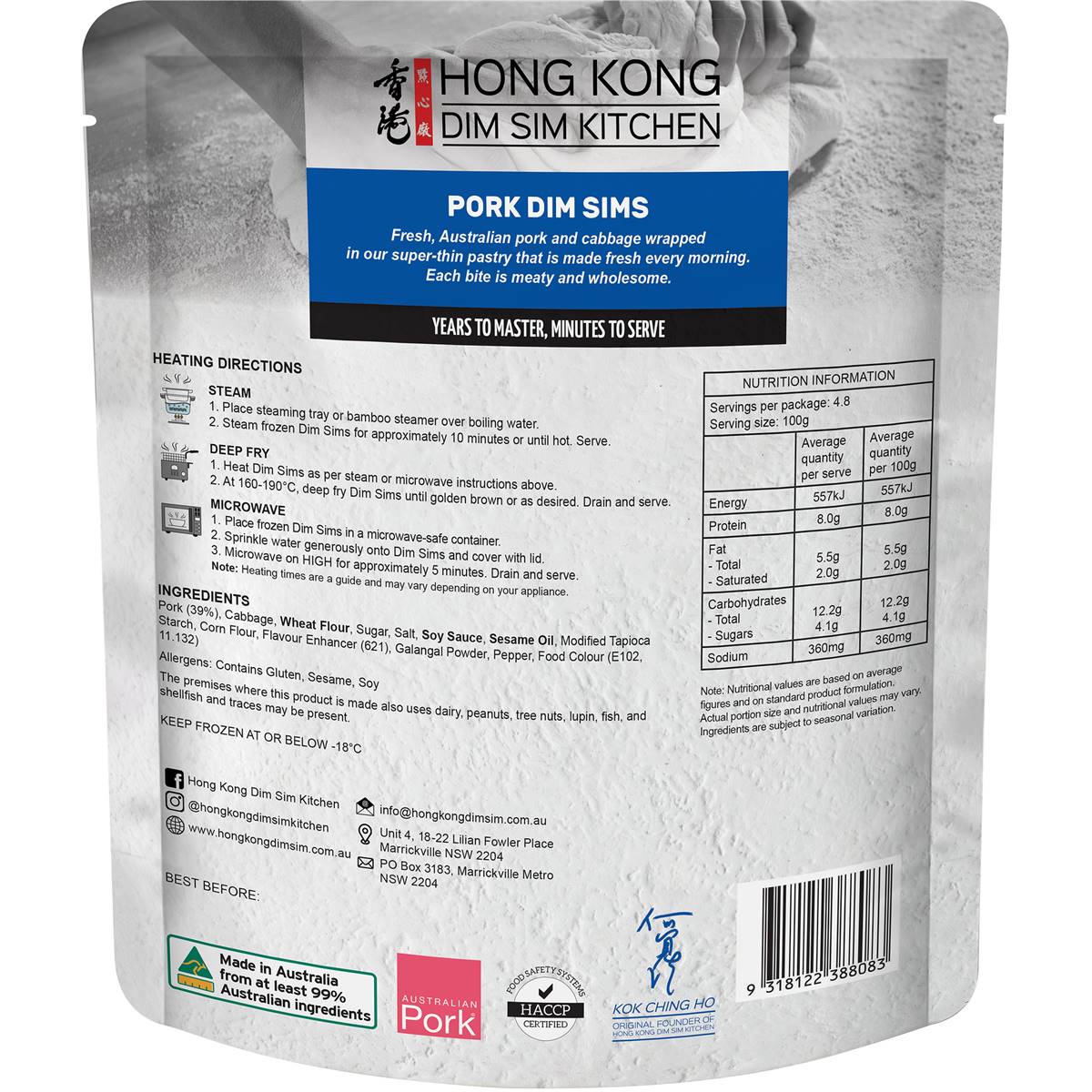 Hong Kong Dim Sim Kitchen Pork Dim Sims 480g | Woolworths