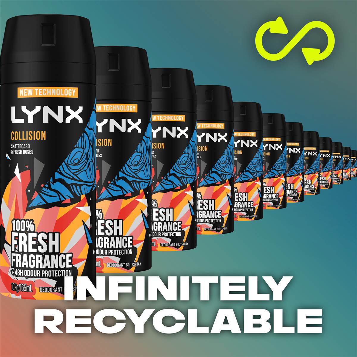 Lynx Collisions Skateboard + Fresh Roses Aerosol Deodorant 165ml ...