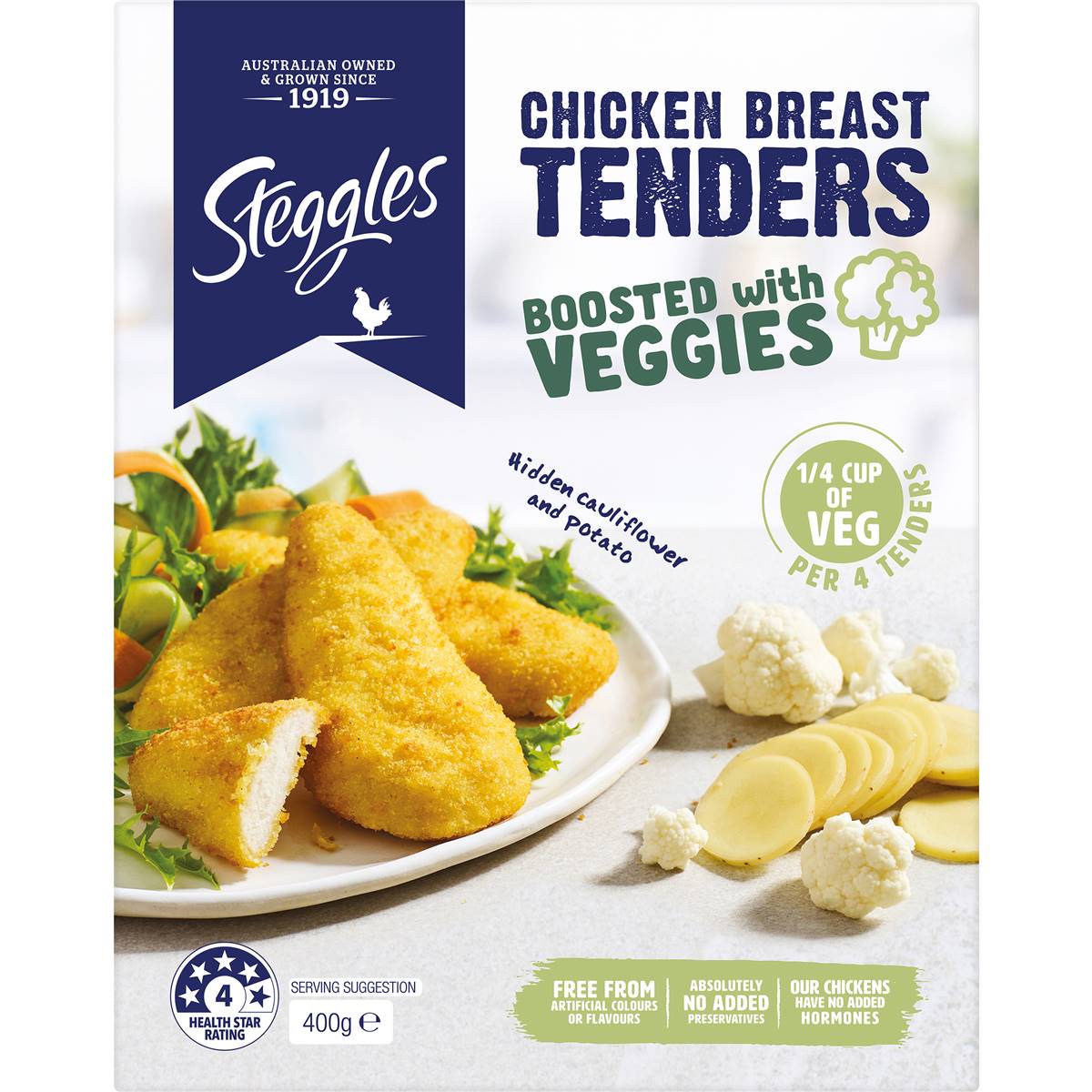 Steggles Frozen Chicken Breast Tenders Boosted With Veggies 400g ...