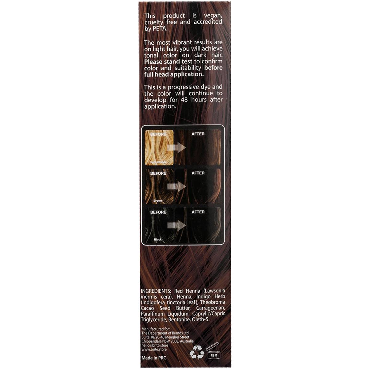Brite Hair Color Made From Plants Dark Brown Each | Woolworths