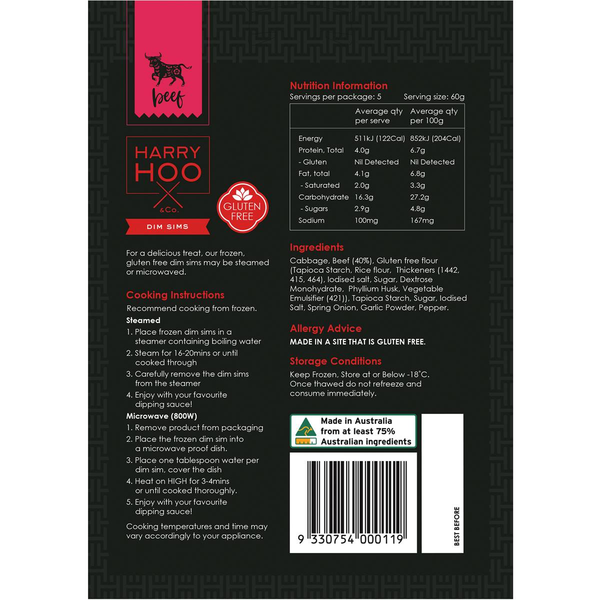 Harry Hoo & Co Gluten Free Beef Dim Sims 300g | Woolworths